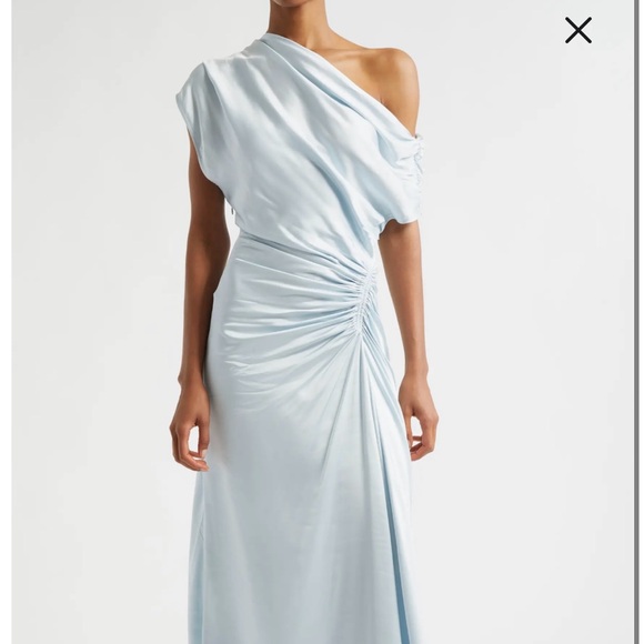 A.L.C. | Dresses | Alc Blue Asymmetrical Ruched One Shoulder Gown ...